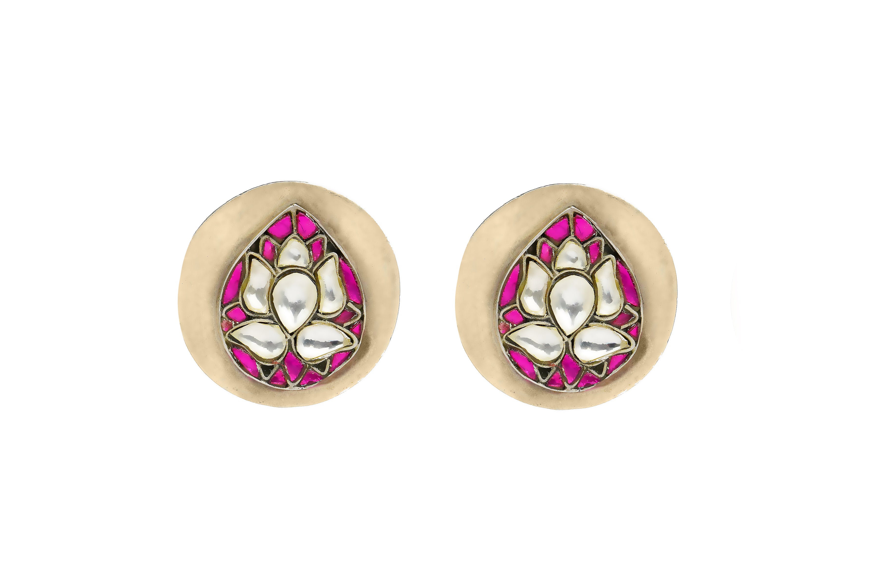 Neeta Boochra Signature Silver Lotus Kundan Studs – Neeta Boochra Jewellery